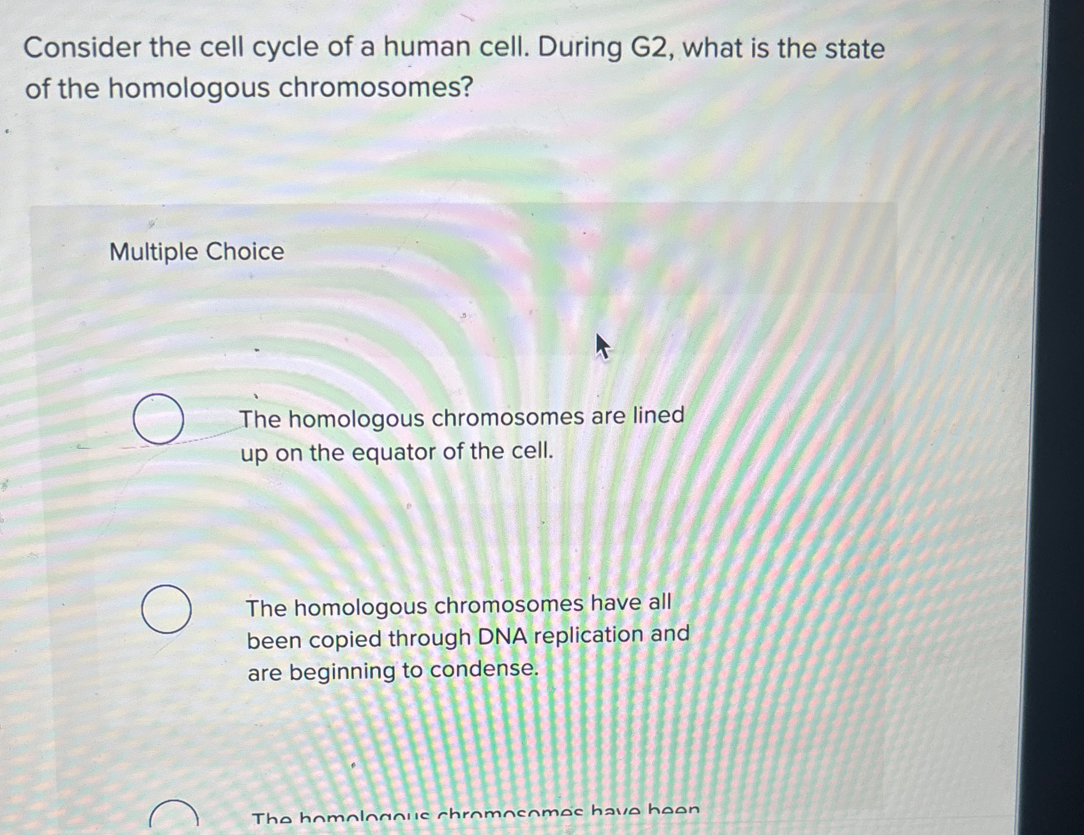 Solved Consider the cell cycle of a human cell. During G2, | Chegg.com