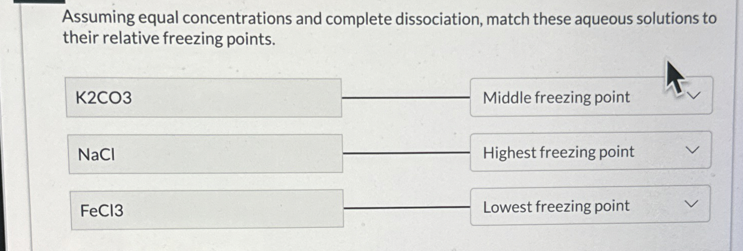 Solved Assuming equal concentrations and complete | Chegg.com