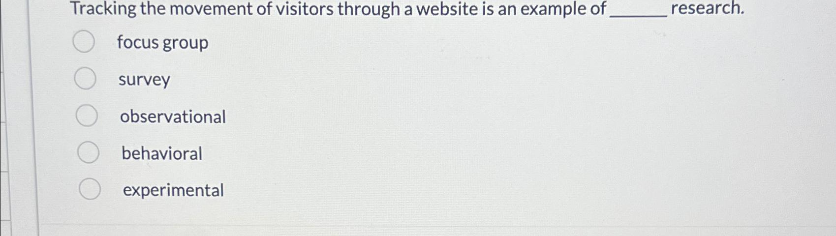 Solved Tracking the movement of visitors through a website | Chegg.com