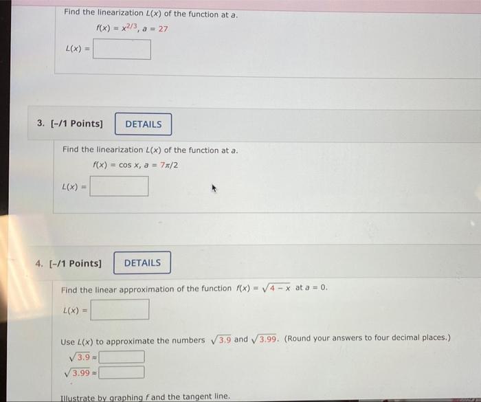 Solved Find The Linearization Lx Of The Function At A 2141