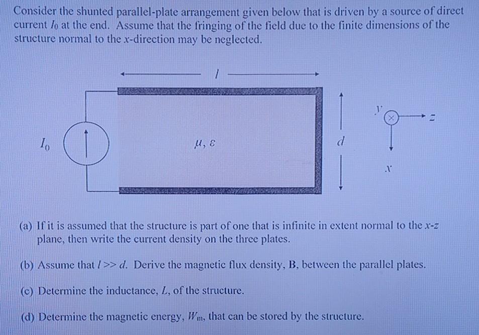 Solved Consider the shunted parallel-plate arrangement given | Chegg.com