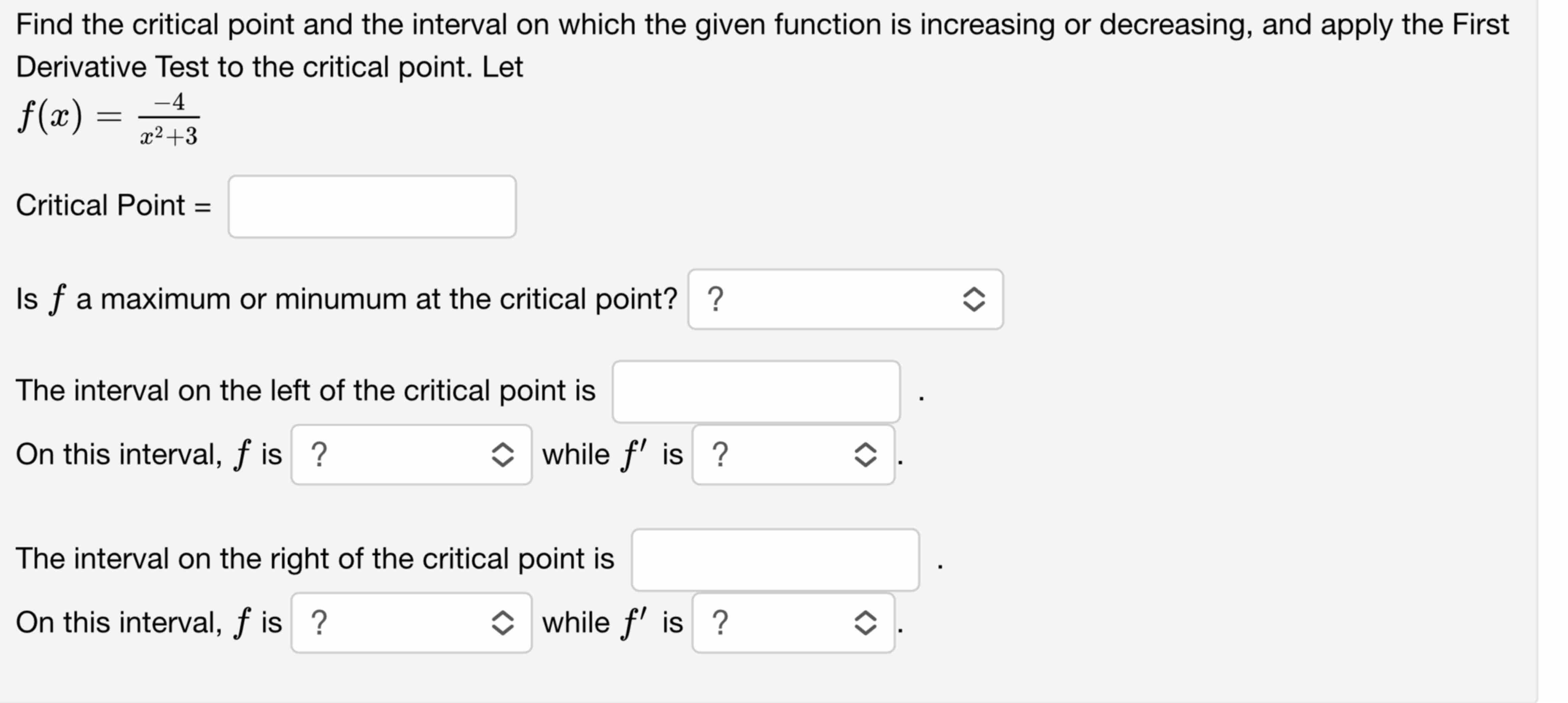 Solved Find the critical point and the interval on which the | Chegg.com
