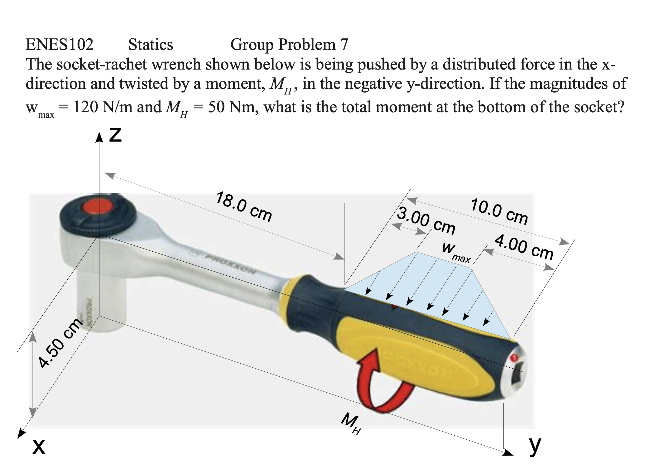 The socket-rachet wrench shown below is being pushed | Chegg.com