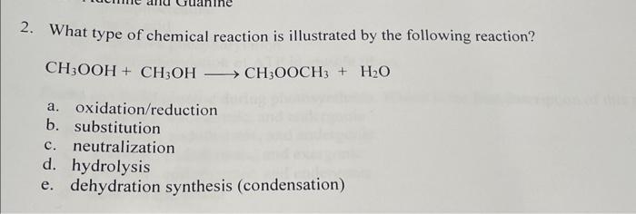 Solved 2. What type of chemical reaction is illustrated by | Chegg.com
