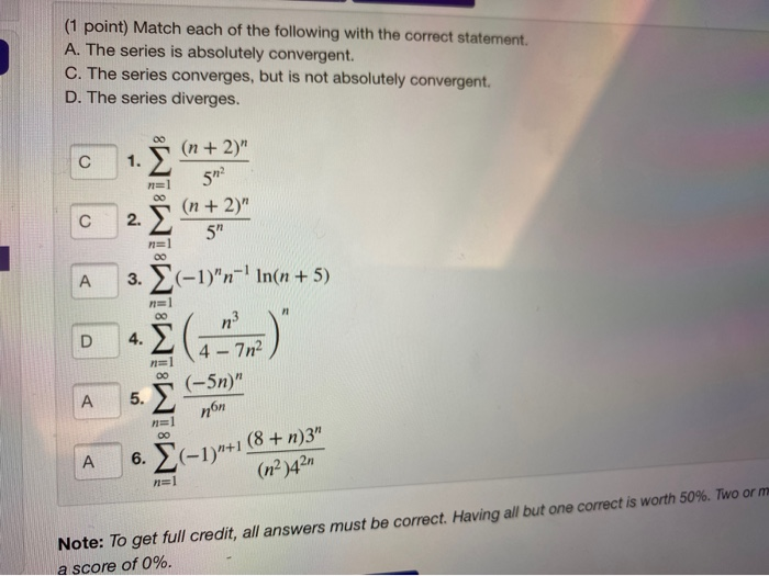 Solved (1 point) Match each of the following with the | Chegg.com