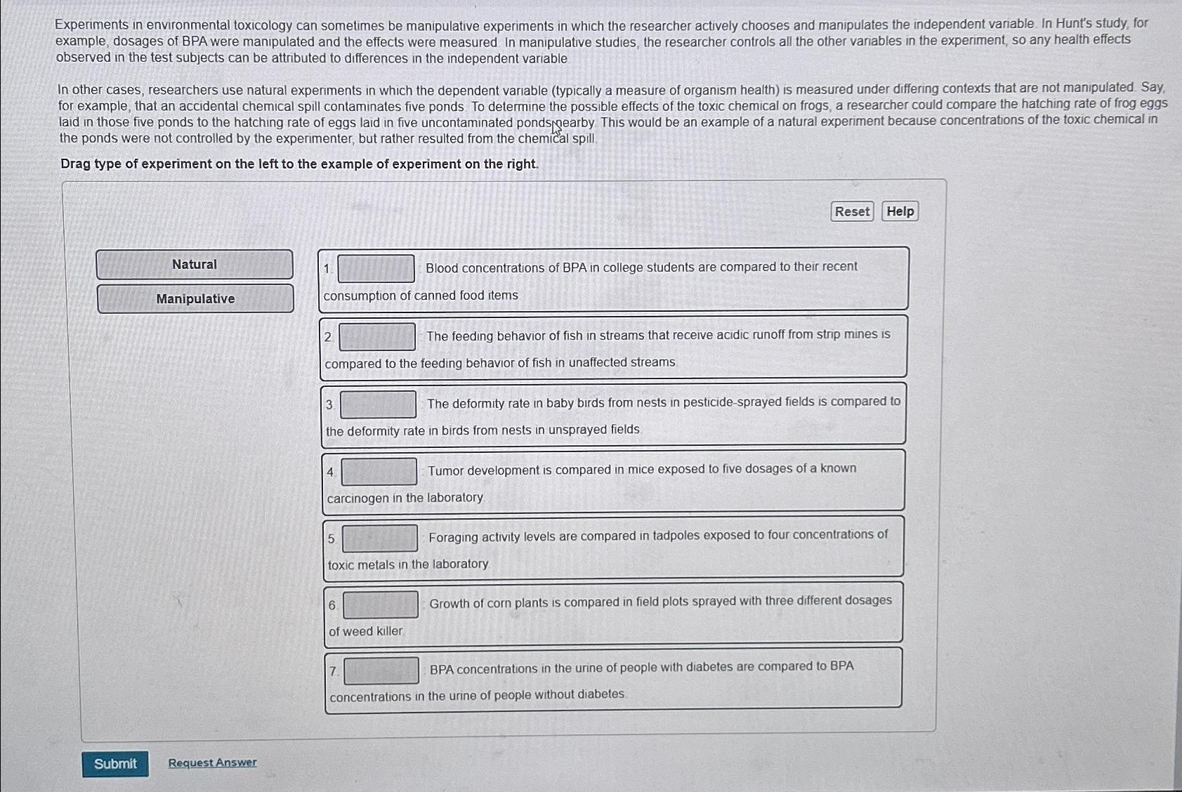 Solved Experiments in environmental toxicology can sometimes | Chegg.com