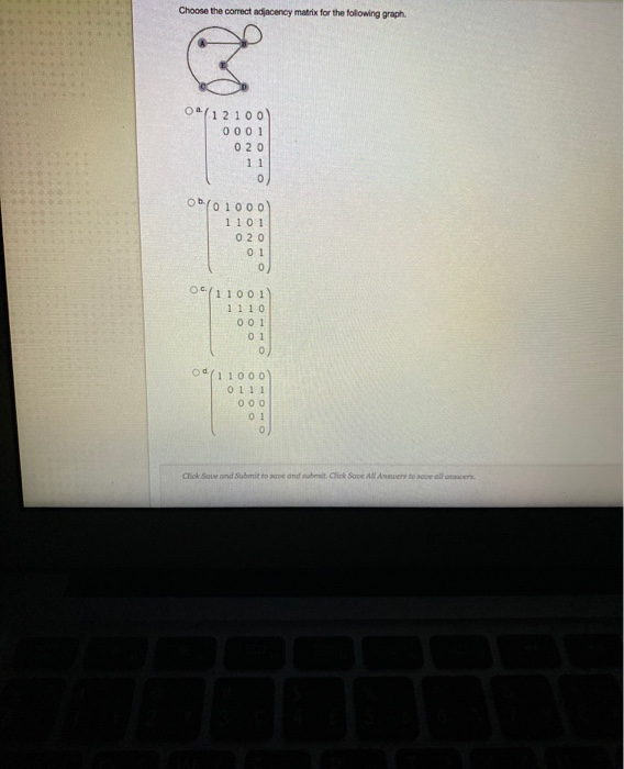 Solved Choose the correct adjacency matrix for the folowing | Chegg.com