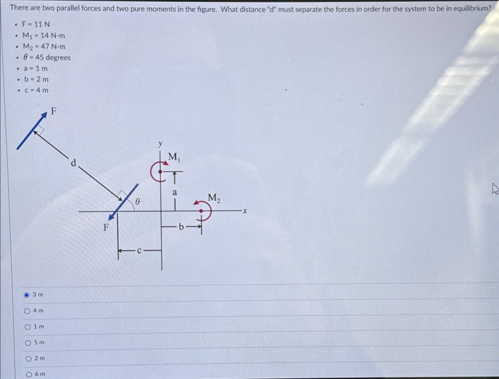 Solved There are two parallel forces and two pure moments in | Chegg.com