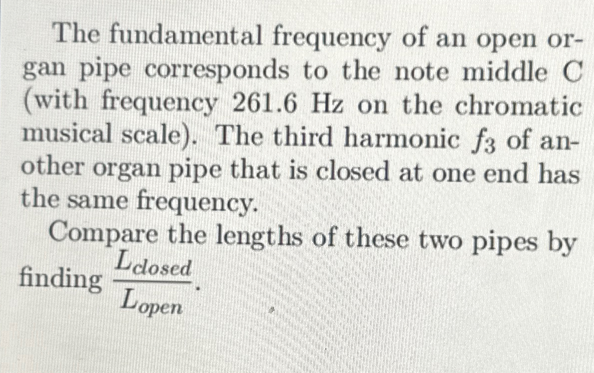 Solved The fundamental frequency of an open organ pipe | Chegg.com