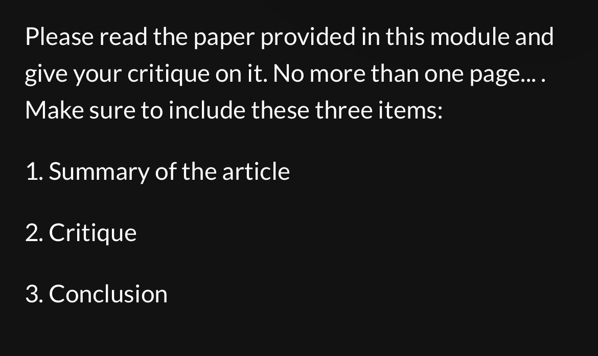 Solved Article Review: Swarm Intelligence Optimization: An | Chegg.com