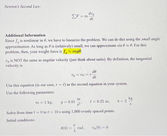 Solved write in matlab and plot angle vs. time and another | Chegg.com