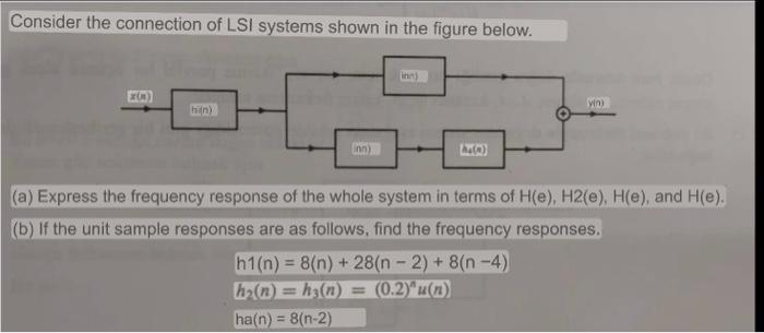 Solved Consider the connection of LSI systems shown in the | Chegg.com