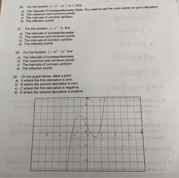 Solved 26 For the function y=-3x + 5x + 2 find a) The | Chegg.com