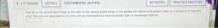 Solved How far is the second dark fringe to the right of the | Chegg.com