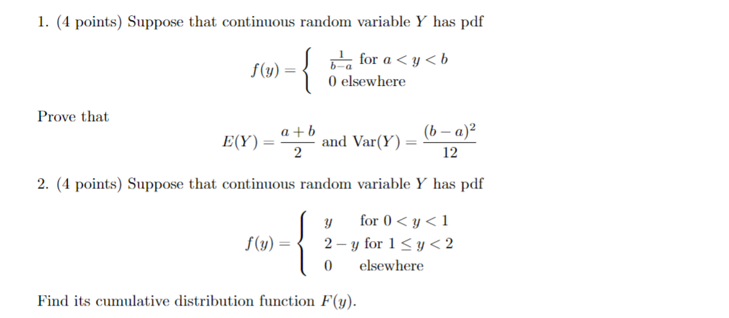 Solved (4 points) Suppose that continuous random variable | Chegg.com Solved (4 points) Suppose that continuous random variable | Chegg.com