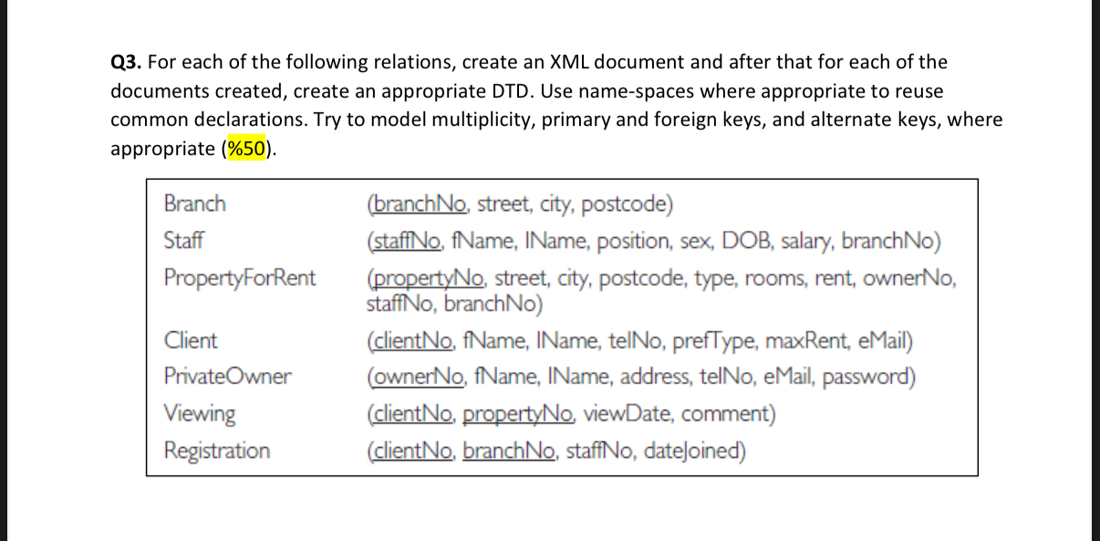 Solved Q3. ﻿For each of the following relations, create an | Chegg.com