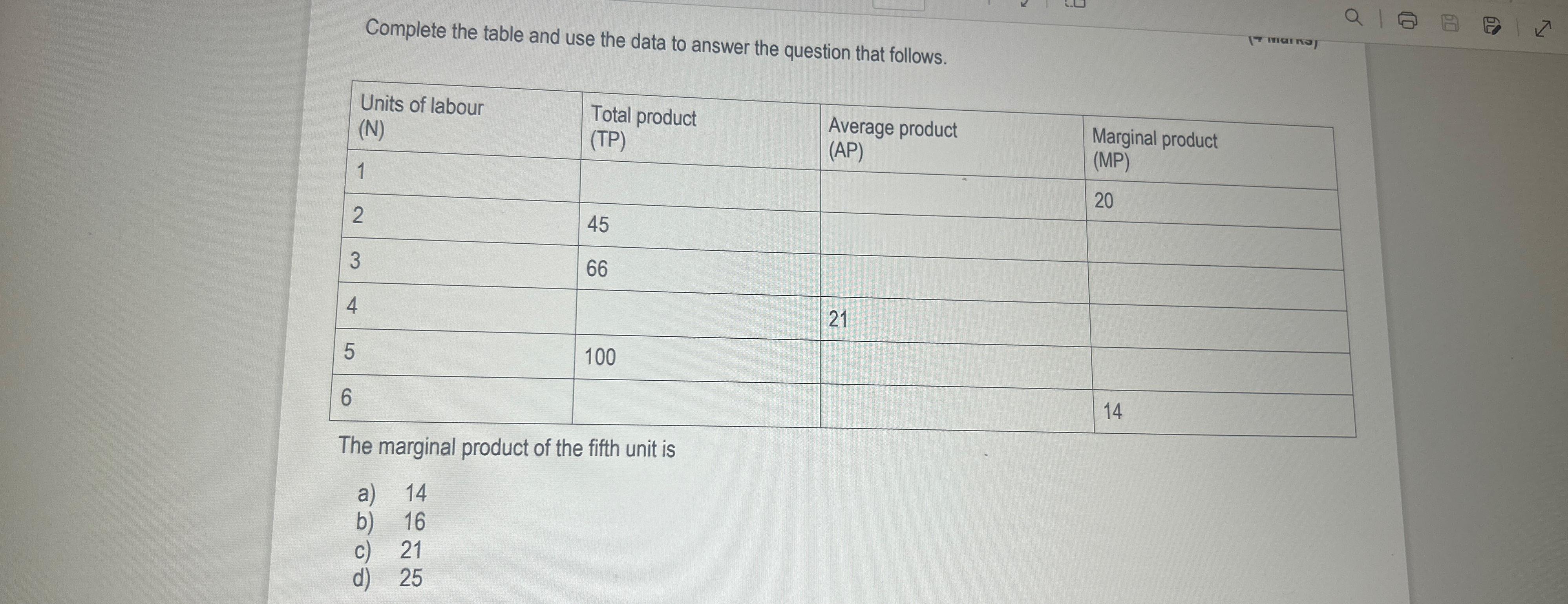 Solved Complete the table and use the data to answer the | Chegg.com