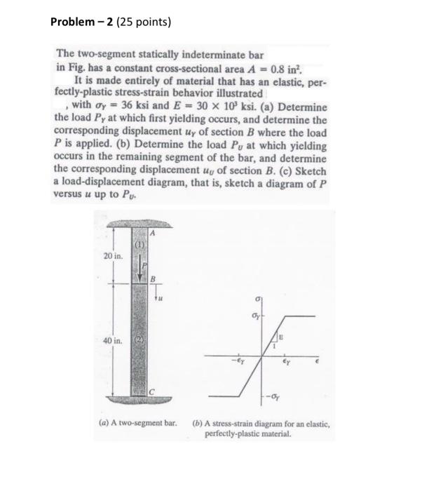 Solved Problem - 2 (25 points) The two-segment statically | Chegg.com