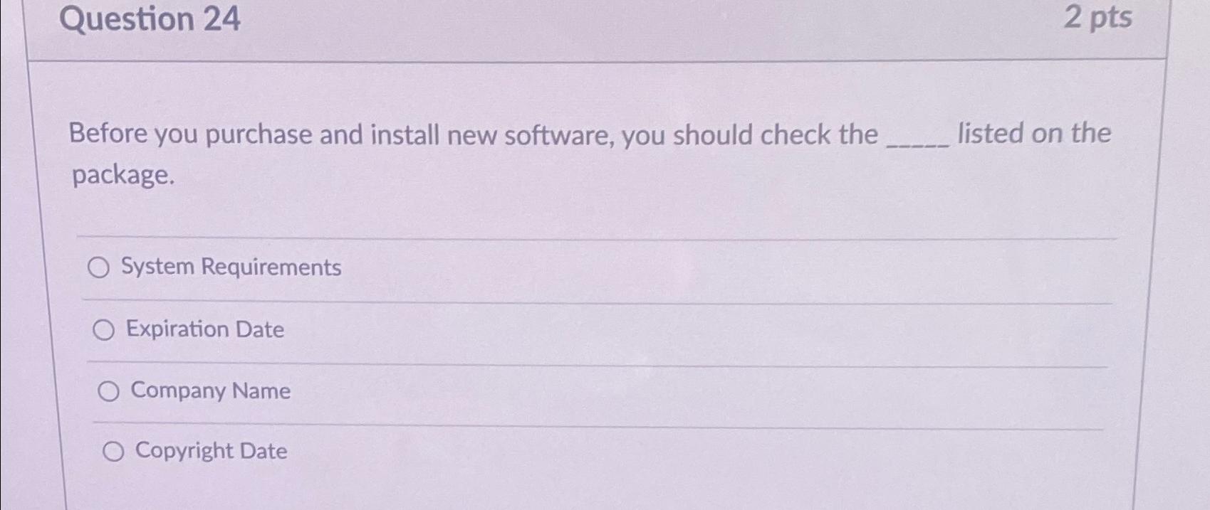 Solved Question 242 ﻿ptsBefore you purchase and install new | Chegg.com