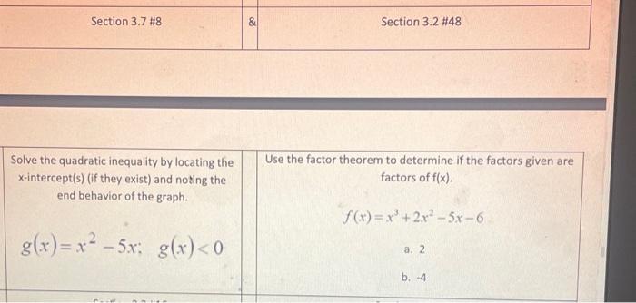 Solved Section 3 7 8 And Section 3 2 48 Solve The Quadratic