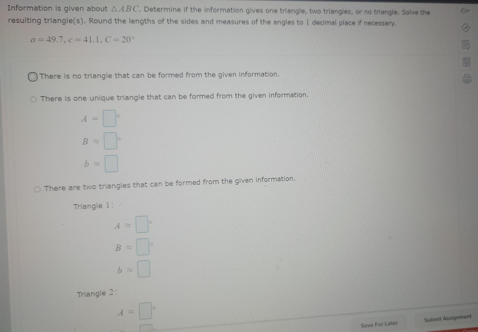 Solved Information is given about AABC. Determine if the | Chegg.com