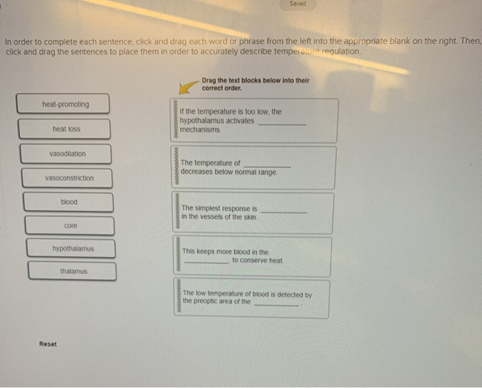 Solved Saved In order to complete each sentence, click and | Chegg.com