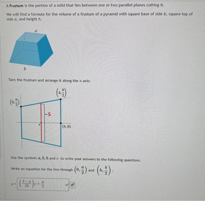 Solved A frustum is the portion of a solid that lies between | Chegg.com