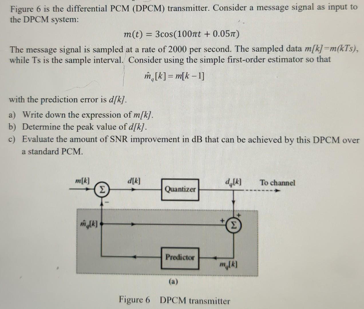 Solved = Figure 6 is the differential PCM (DPCM) | Chegg.com