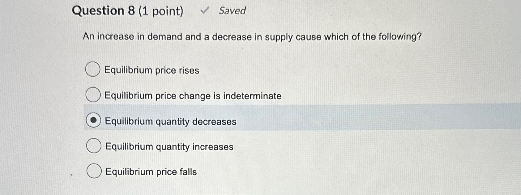 Solved Question 8 (1 ﻿point) ﻿SavedAn increase in demand | Chegg.com