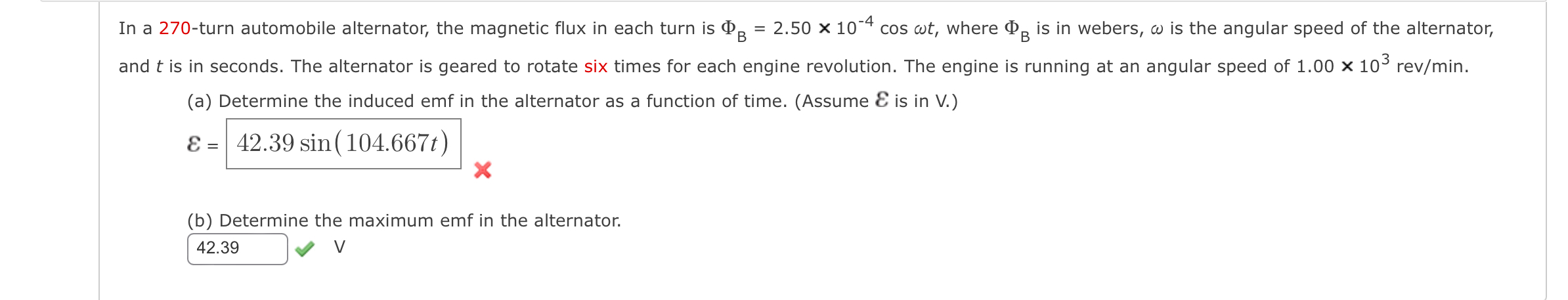 Solved In a 270-turn automobile alternator, the magnetic | Chegg.com
