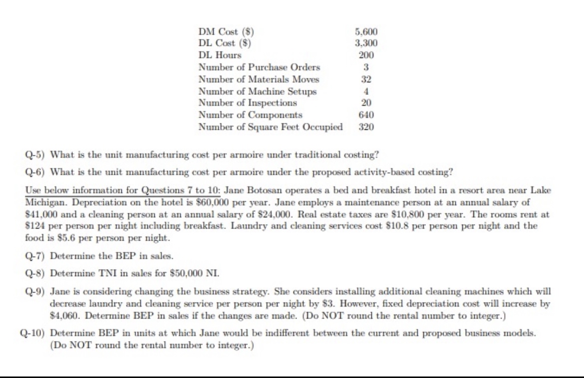 Solved \table[[DM Cost ($),5,600],[DL Cost ($),3,300],[DL | Chegg.com