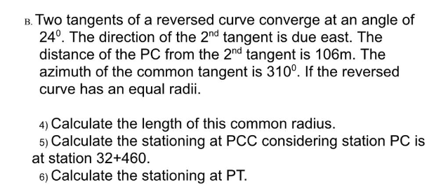 Solved B. Two tangents of a reversed curve converge at an | Chegg.com