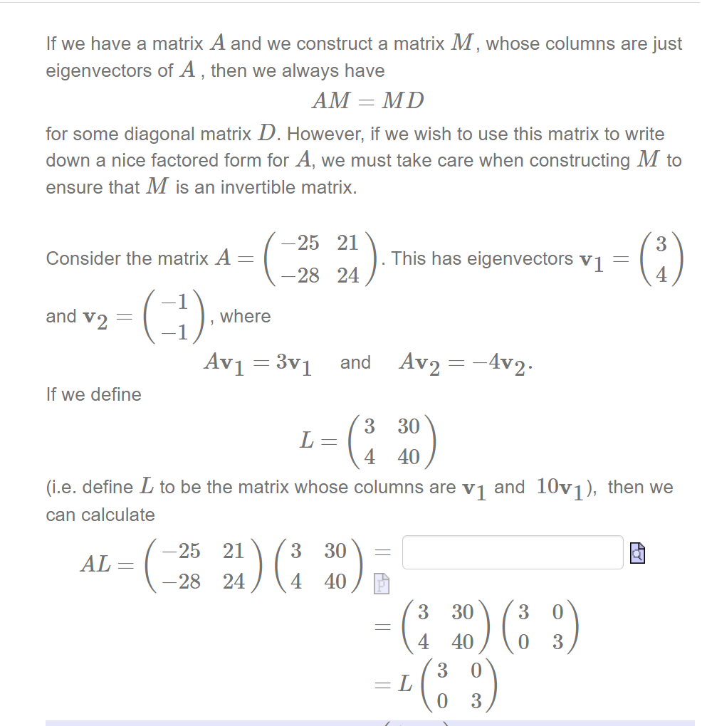 Solved If we have a matrix A and we construct a matrix M, | Chegg.com