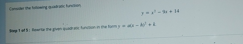 Solved Consider the following quadratic | Chegg.com