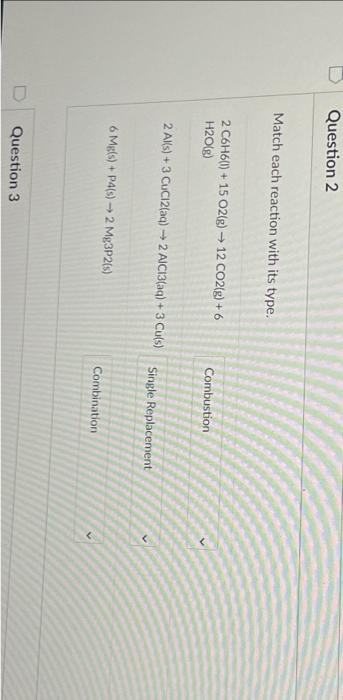 Solved Question 2 Match each reaction with its type. 2 | Chegg.com