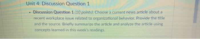 Solved Unit 4: Discussion Question 1 • Discussion Question 1 | Chegg.com