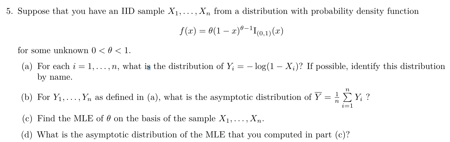 Solved Suppose that you have an IID sample x1,dots,xn ﻿from | Chegg.com