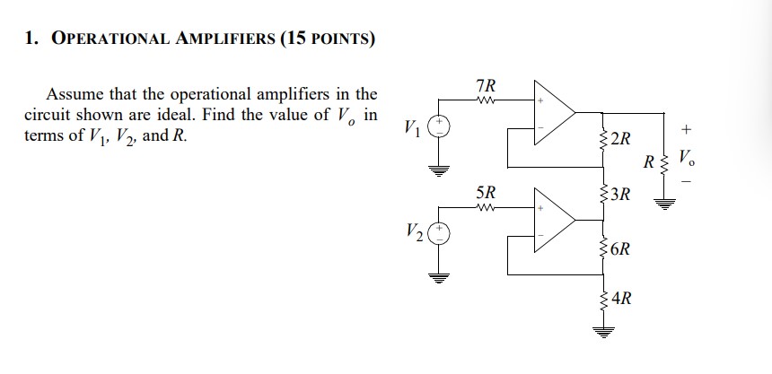 Solved Operational Amplifiers (15 ﻿points)Assume that the | Chegg.com