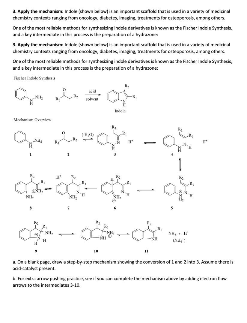 3. ﻿Apply the mechanism: Indole (shown below) ﻿is an | Chegg.com