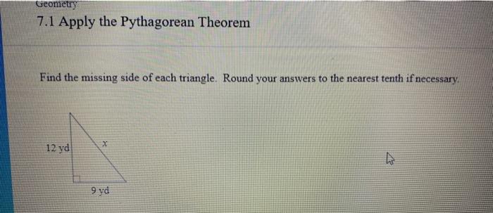 Solved Find the missing side of each triangle. Round your | Chegg.com