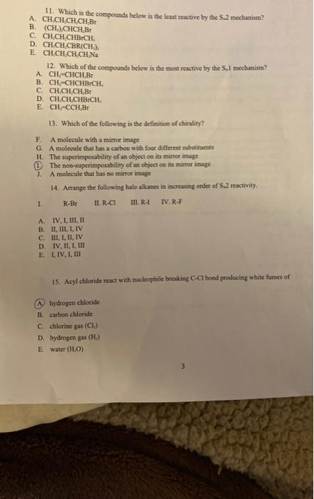 Solved which of the following statements regarding the SN1 | Chegg.com