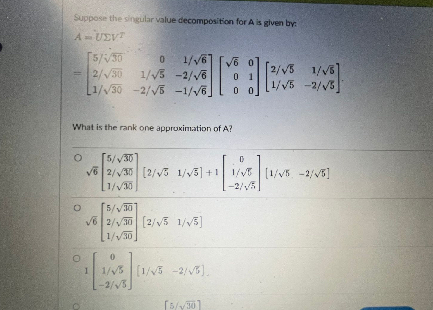 Suppose the singular value decomposition for A ﻿is | Chegg.com