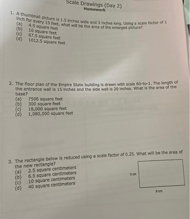 Solved Scale Drawings (Day 2) Homework 1. A thumbnail | Chegg.com