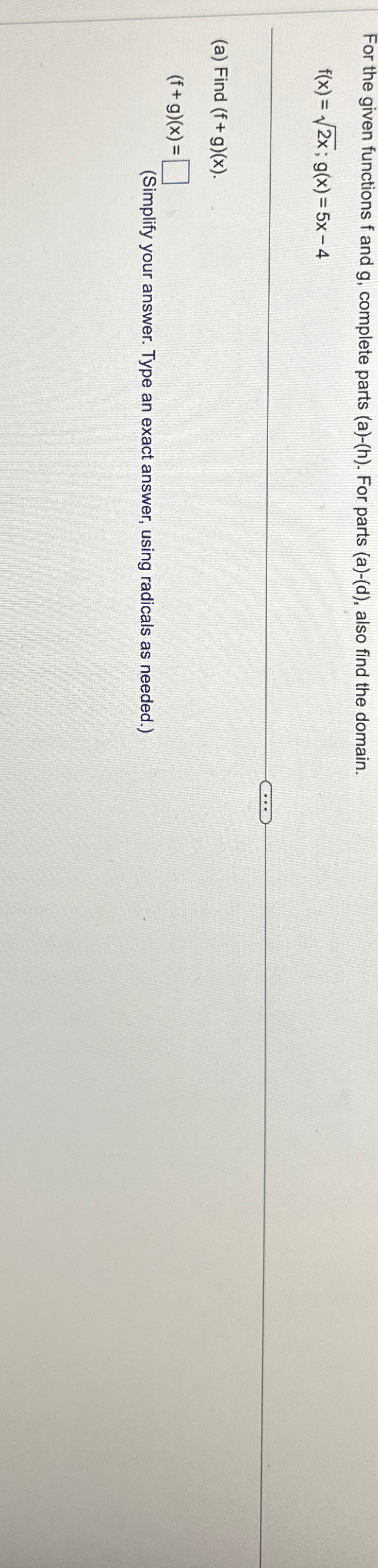 Solved For the given functions f ﻿and g, ﻿complete parts | Chegg.com