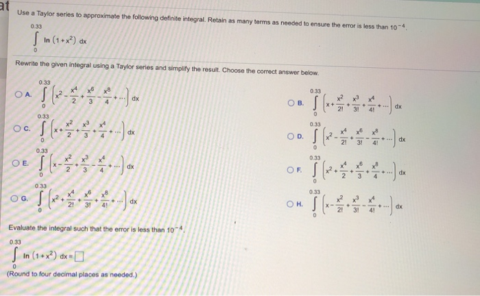Solved at Use a Taylor series to approximate the following | Chegg.com