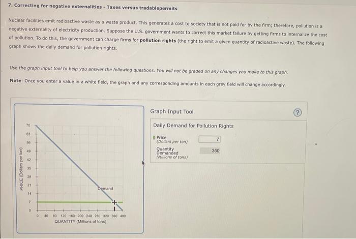 Solved 7. Correcting for negative externalities - Taxes | Chegg.com
