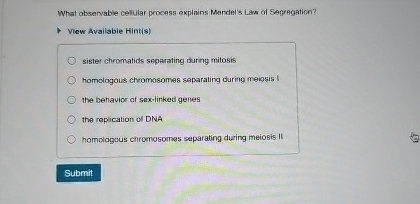 High Quality SOLUTION What observable celular process explains Mandel's Law | Chegg.com