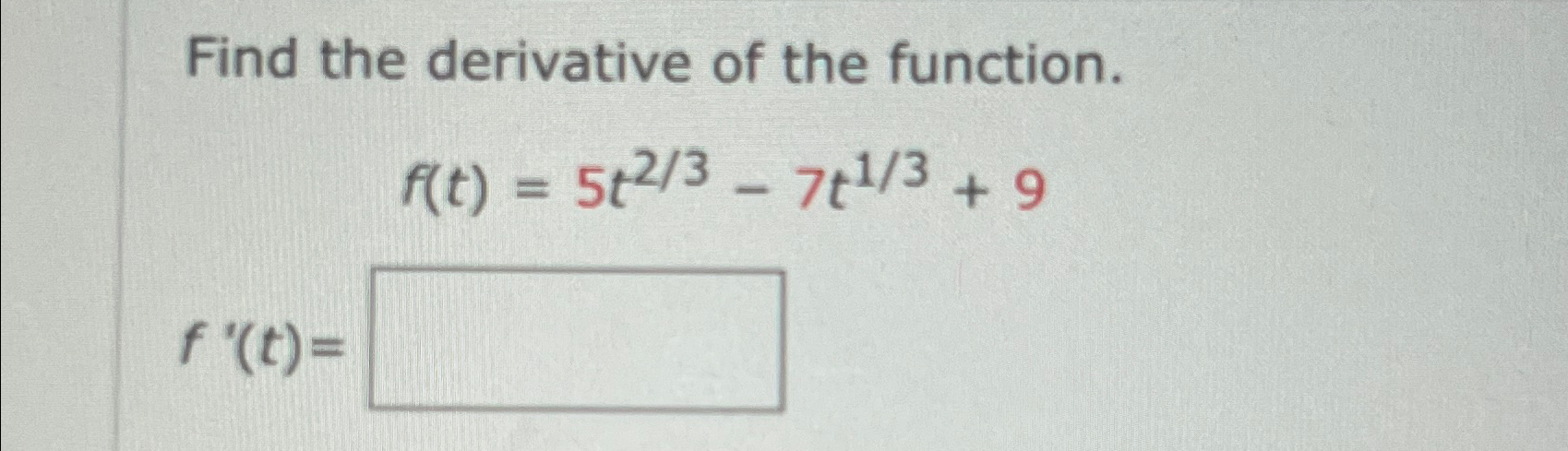Solved Find the derivative of the | Chegg.com