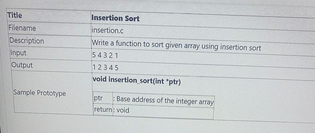 Solved \begin{tabular}{|l|l|} \hline Title & Insertion Sort | Chegg.com