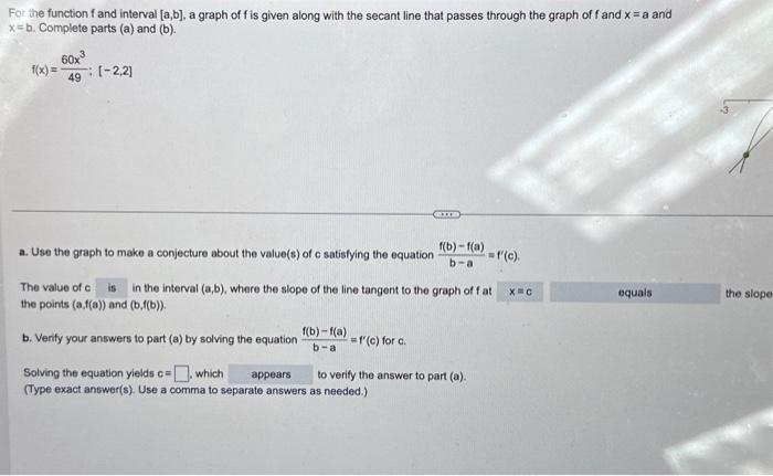 Solved For the function f and interval [a,b], a graph of f | Chegg.com